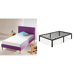 zinus 5 inch cooling essential foam mattress and van 16 inch metal platform bed frame/steel slat support/no box spring needed/easy assembly, twin