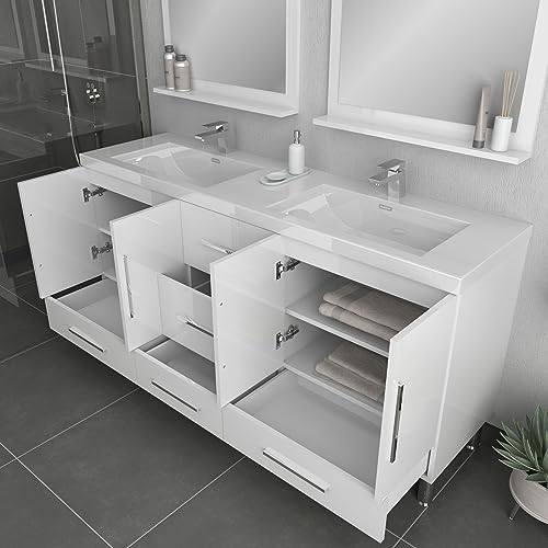 Alya Bath Ripley Bathroom Vanity, 72", White