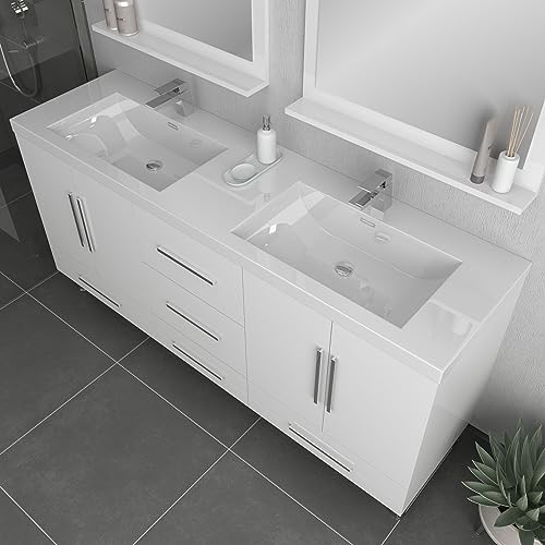 Alya Bath Ripley Bathroom Vanity, 72", White