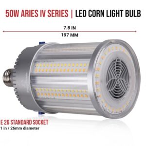 RuggedGrade 50W - Aries IV CS Series LED Corn Bulb - 7,250 Lumens - E26 Base - Color Selectable 30K/40K/50K