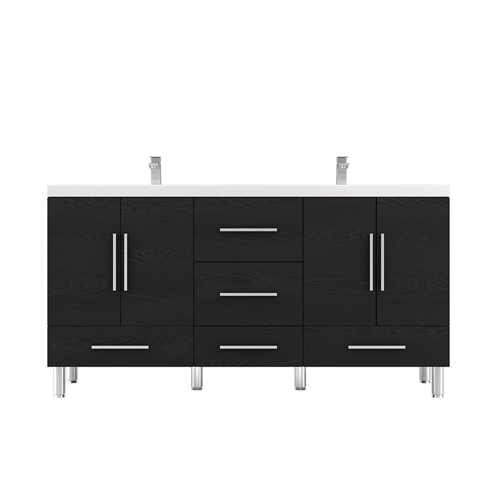 Alya Bath Ripley Bathroom Vanity, 72", Black