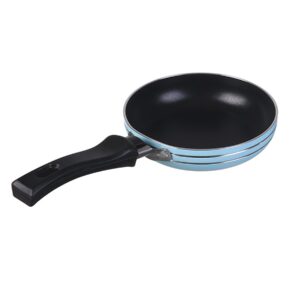 zoofen 4.7" frying pan mini round egg skillet non stick one egg fry pan breakfast pan with long handle(blue)