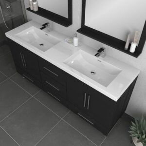 Alya Bath Ripley Bathroom Vanity, 72", Black