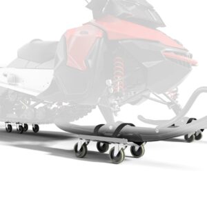 snowmobile dolly sets heavy duty v-slide with 3" pp/tpr swivel casters and rubber pad protecting skis 1500 lbs capacity(gray)