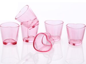 srgeilzati heart shot glasses set, pink shot glass cute for bar cart accessories 1.5oz