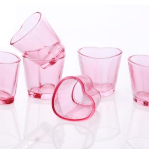 Srgeilzati Heart Shot Glasses Set, Pink Shot Glass Cute For Bar Cart Accessories 1.5oz