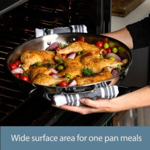 All-Clad D3 3-Ply Stainless Steel Large Frying Pan 7 Quart, Induction Oven Broiler Safe 600F, Kitchen Frying Pan, Fast & Even Heat, Fry Pan, Compatible with All Stovetops, Pots & Pans, Cookware Silver