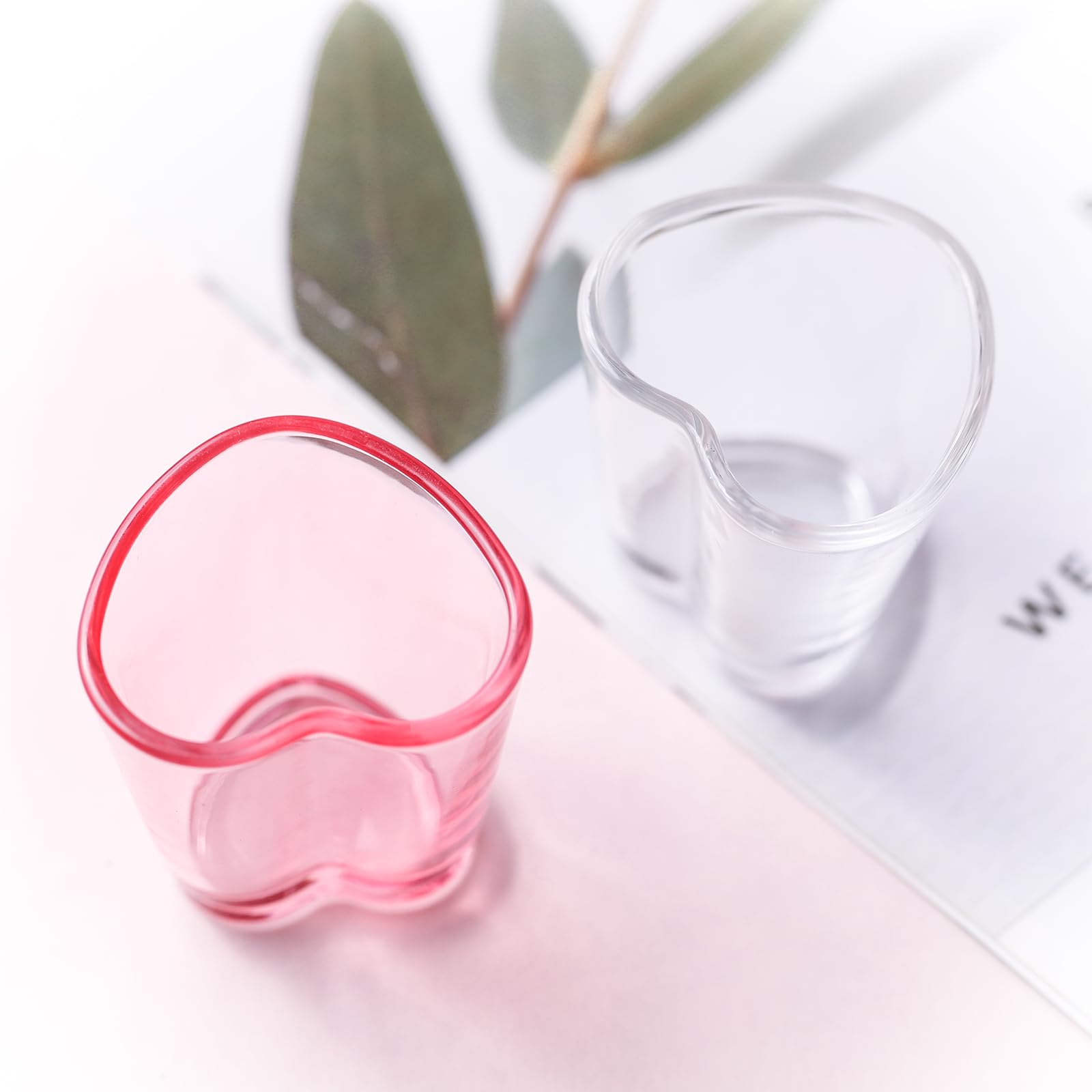 Srgeilzati Heart Shot Glasses Set, Pink Shot Glass Cute For Bar Cart Accessories 1.5oz