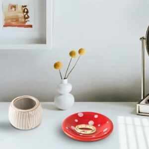 dgudgu Mushroom Ring Holder Jewelry Tray Red Ring Dish Ceramic Trinket Storage Jar Mini Engagement Ring Holder