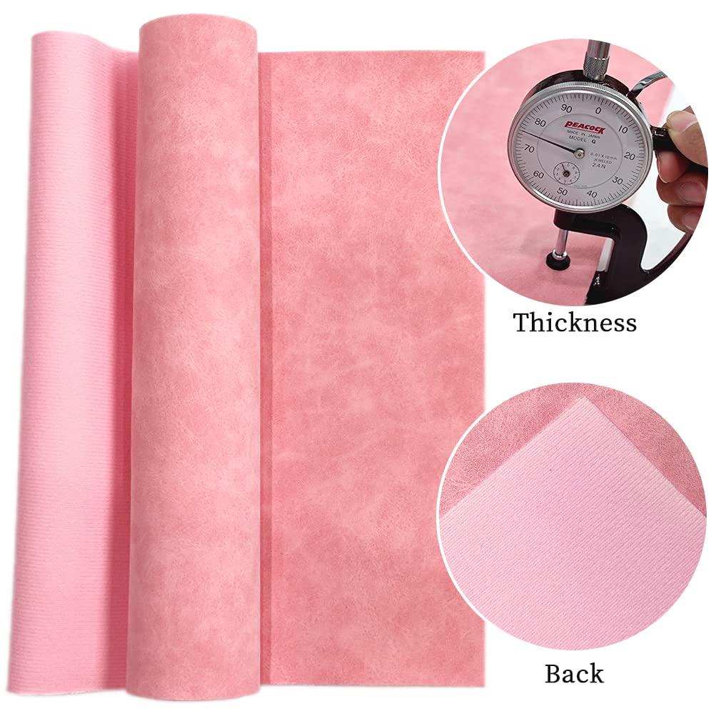 XHT 30 x 135 cm Suede PU Faux Leather Fabric, Soft Smooth Crafts Synthetic Fabric for DIY Handicraft Wallets Bags Making, Pink