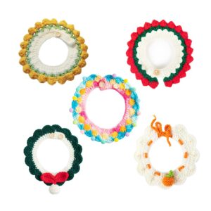 wait fly lovely handmade crochet pet collar, knitted cat collar dog collar -set of 5-xs