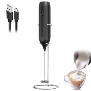 cokunst electric milk frother handheld rechargeable usb c, powerful milk frother with stand, mini drink mixer electric handheld, durable whisk coffee milk frother for cappuccino, latte, hot chocolate