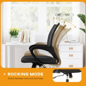 Furniture of America Knoll Ergonomic Desk Chair, Mesh Computer Chair with Lumbar Support& Armrest, Adjustable Home Mid Back Task Chair Modern Executive Rolling Swivel for Home Office, Black