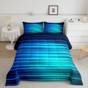 feelyou blue black gradient comforter twin size, abstract ombre comforter for kids toddler geometric abstract ombre bedding set gradient contemporary duvet set lightweight quilt set