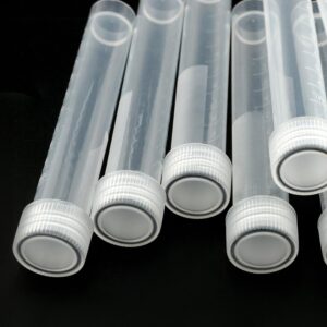 ZZHXSM 12pcs 10mL Plastic Test Tubes Small Vials with Screw Caps Sample Tubes for Lab Laboratory Science, Clear