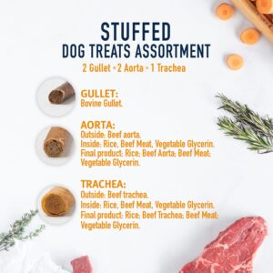 Mon Ami Variety Beef Stuffed Dog Treats (6 inch, 11oz) – Esophagus, Aorta, Trachea Dog Chews Made from Grass Fed Beef with Glucosamine & Chondroitin – Natural Dog Treats & High Protein