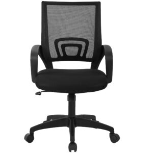 furniture of america knoll ergonomic desk chair, mesh computer chair with lumbar support& armrest, adjustable home mid back task chair modern executive rolling swivel for home office, black