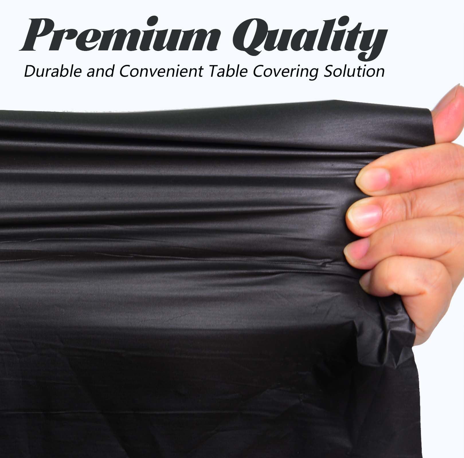 Vrisssot 12-Pack Black Plastic Tablecloth-54 x 108 in.Plastic Tablecloths for Rectangle Tables,Disposable Table Cloths for Parties,Banquet,Birthdays, Weddings.