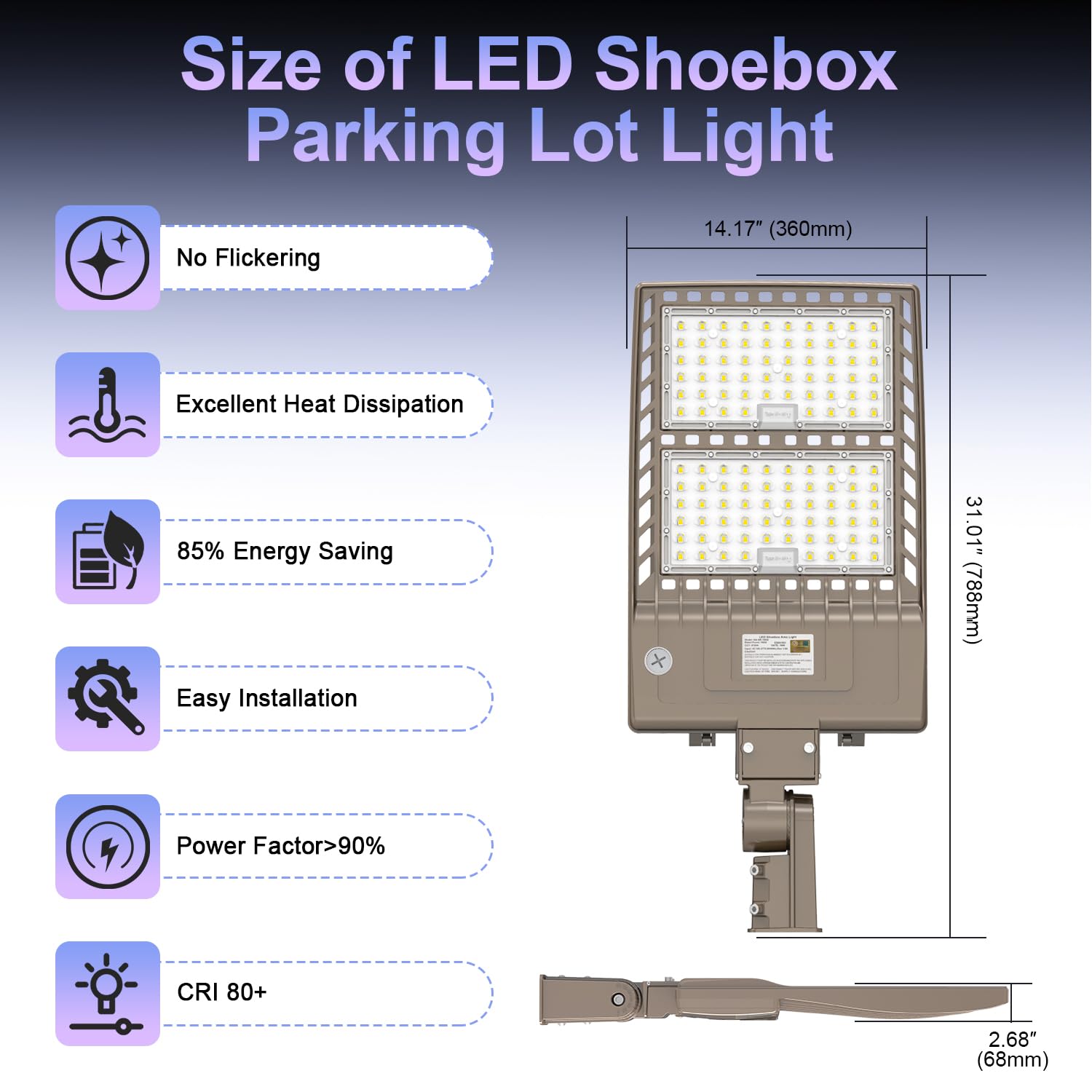 480V 320W LED Parking Lot Light 44800LM, 5000K LED Shoebox Light with Slip Fitter, UL DLC Listed, IP65 Waterproof Commercial Street Area Lighting for Parking Lot, Gym, Driveway, Replace 1200w HID HPS