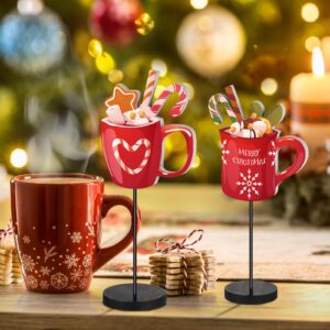 3 Pcs Christmas Table Decor Hot Chocolate Bar Hot Cocoa Bar Supplies Christmas Table Centerpieces Christmas Wooden Sign Tabletop Decor for Home Xmas Winter Holiday Party Decorations