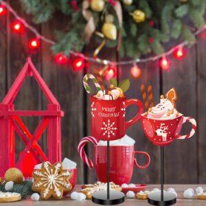 3 Pcs Christmas Table Decor Hot Chocolate Bar Hot Cocoa Bar Supplies Christmas Table Centerpieces Christmas Wooden Sign Tabletop Decor for Home Xmas Winter Holiday Party Decorations