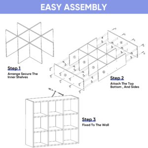 Nouva 9 Cube Storage Organizer Shelf with 5 Removable Back Panels Freestanding 3-Tier Open Wood Bookshelf for Home, Office, Bedroom, Living Room, White