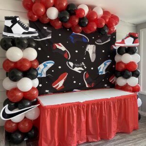 6 Pieces Sports Theme Aluminum Foil Balloons Basketball Shoes Sneaker Balloons for sports theme party decorations Boys Men Game Birthday supplies