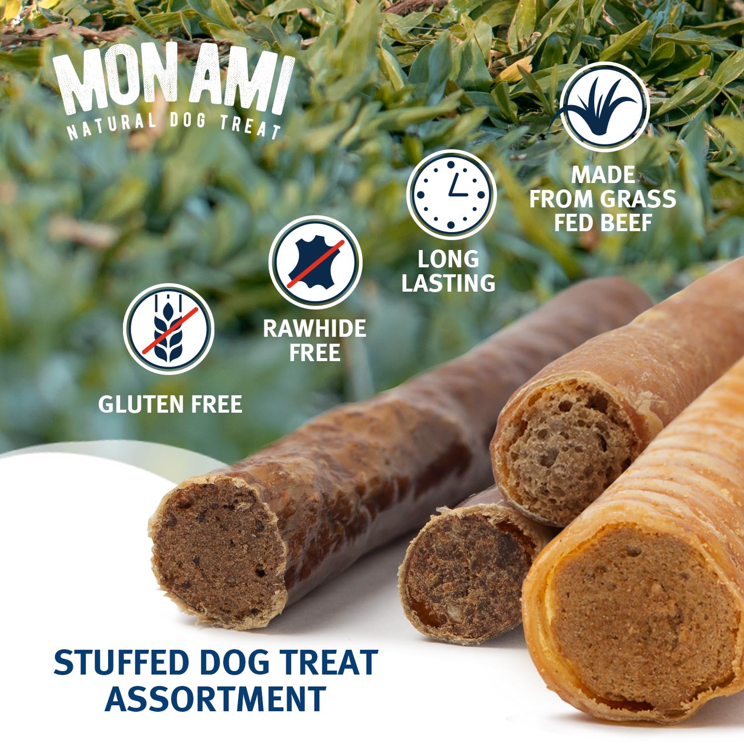 Mon Ami Variety Beef Stuffed Dog Treats (6 inch, 11oz) – Esophagus, Aorta, Trachea Dog Chews Made from Grass Fed Beef with Glucosamine & Chondroitin – Natural Dog Treats & High Protein