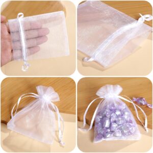 100Pcs White Organza Bags, 2x3Inch Sheer Wedding Party Favor Bags with Drawstring, Jewelry Gift Bags Christmas Candy Pouches