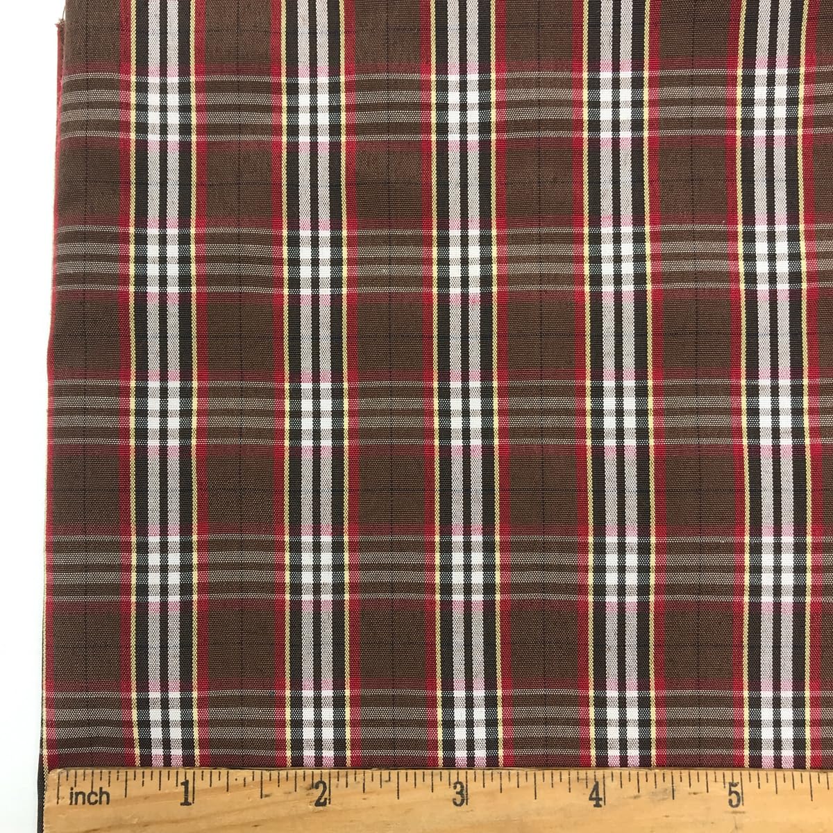 Brown Checkered Plaid Fabric Light Weight Yarn Dyed Polyester Tartan Width 57inches for DIY Home Decor Craft (2 Yard pre Cut)