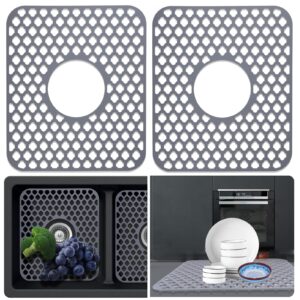 sink protectors for kitchen sink, 2pcs kitchen sink mats silicone sink protector, sink mats grid for kitchen bottom of farmhouse stainless steel porcelain sink 13.58 ''x 11.6 ''