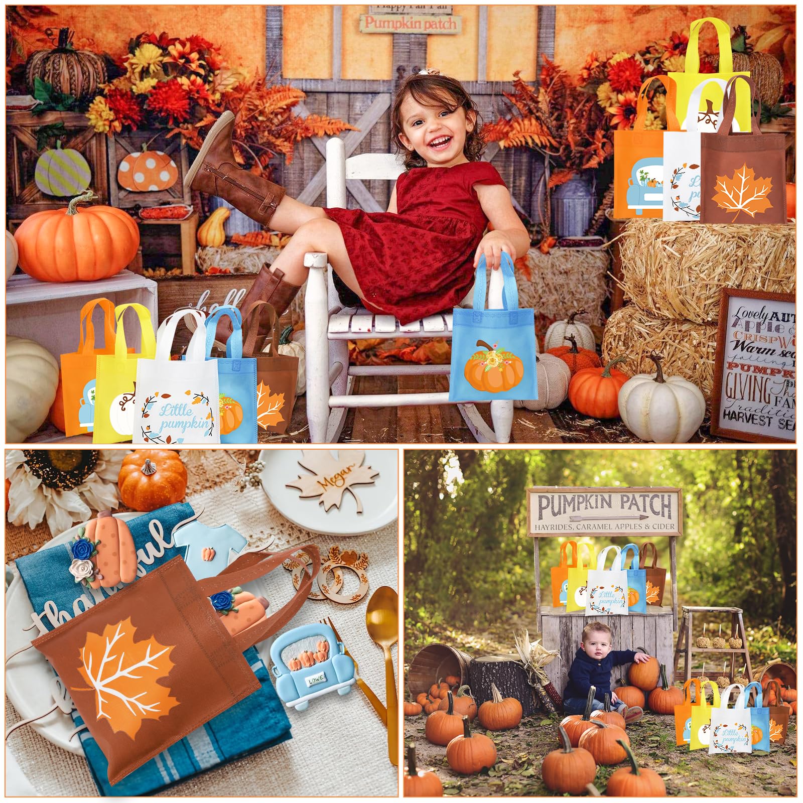 20Pcs Blue Little Pumpkin Party Favor Bags, Fall Party Treat Candy Bags Halloween Pumpkin Goodie Gift Bags for Boy Little Pumpkin Baby Shower Fall Birthday Thanksgiving Halloween Party Favor