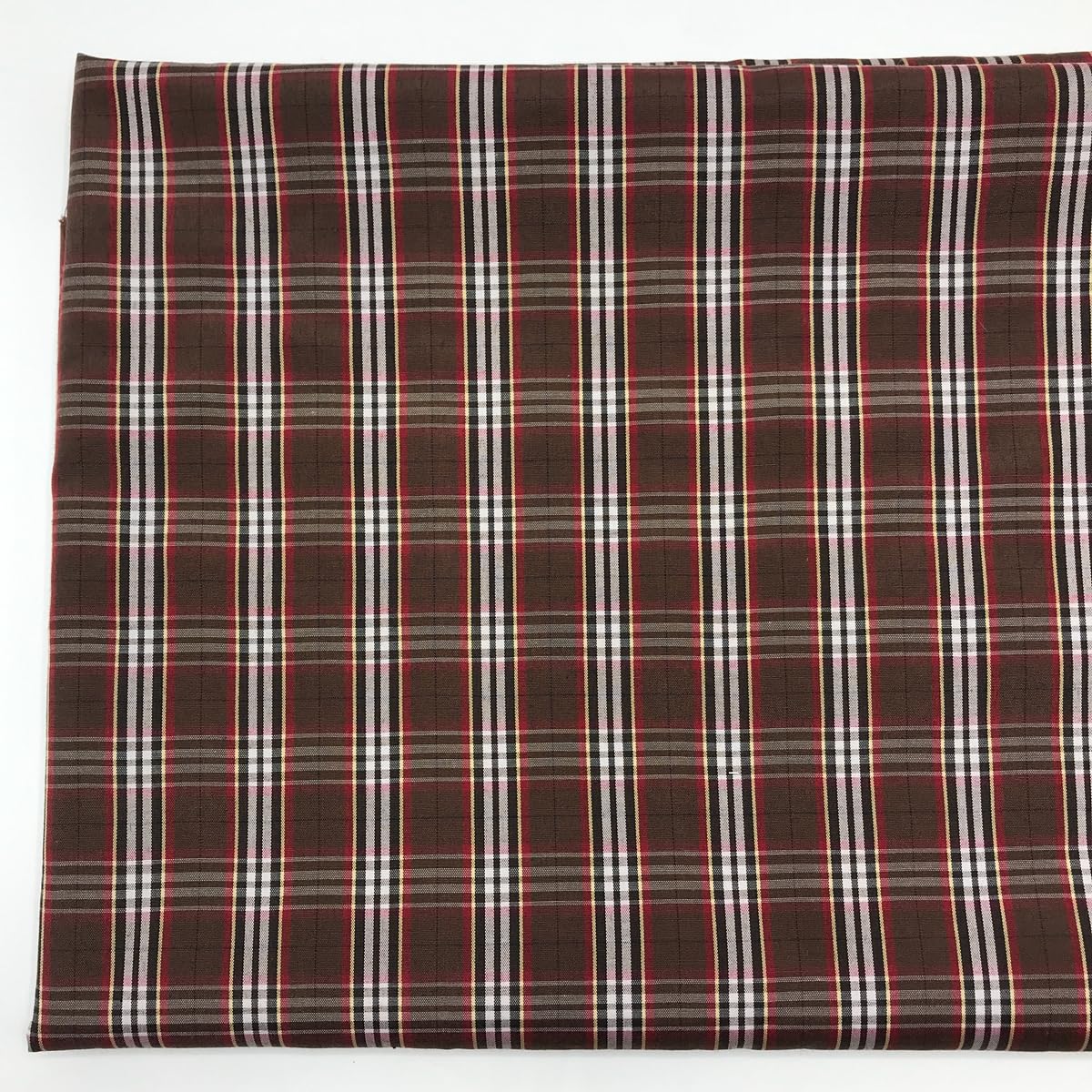 Brown Checkered Plaid Fabric Light Weight Yarn Dyed Polyester Tartan Width 57inches for DIY Home Decor Craft (2 Yard pre Cut)