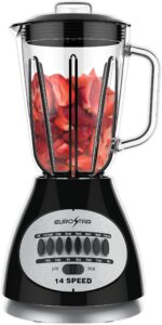 eurostar 450w 14-speed glass jar blender (black)