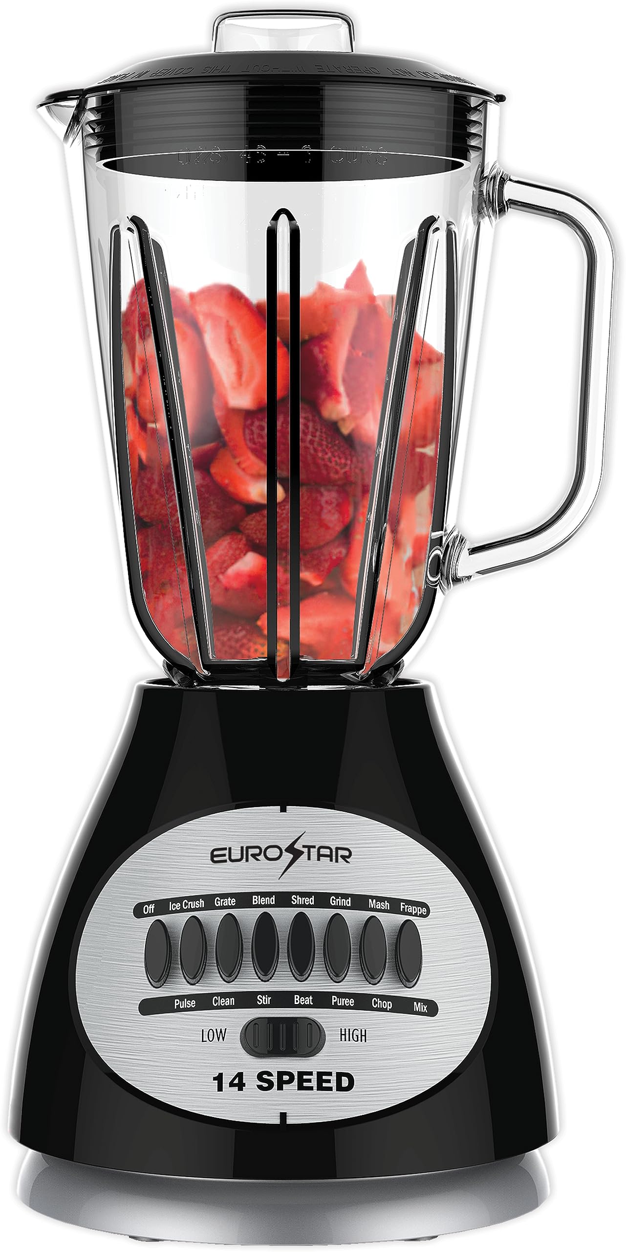 EUROSTAR 450W 14-Speed Glass Jar Blender (BLACK)