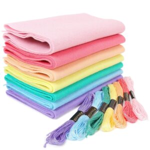 zaione pastel soft felt sheets bundle rainbow felt sheets 7 rolls 8''x35'' assorted colors 1.4mm thick felt roll for crafts sewing squares nonwoven patchwork