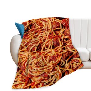 tomato spaghetti blanket soft warm cozy italian pasta throw blankets for boys girls fuzzy plush funny food blanket fleece lightweight flannel kid adults gift for bed couch sofa 50"x40"