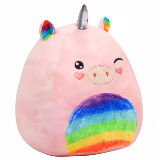 Easfan 13'' Rainbow Unicorn Plush Pillow Soft Unicorn Plush Toy Cute Unicorn Stuffed Animal Home Room Decoration Birthday Christmas Festival Gifts for Kids Toddlers