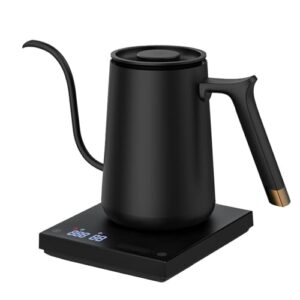 timemore electric gooseneck kettle with temperature control fish smart bpa free stainless steel tea kettle automatic shut off for coffee, tea, basics 600ml, black