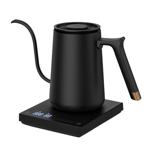 TIMEMORE Electric Gooseneck Kettle with Temperature Control FISH SMART BPA Free Stainless Steel Tea Kettle Automatic Shut Off for Coffee, Tea, Basics 600ml, Black