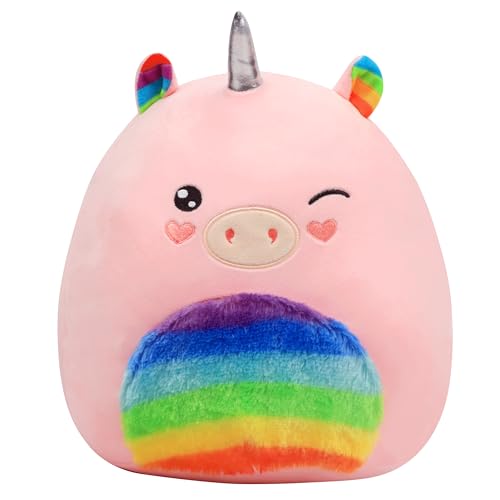 Easfan 13'' Rainbow Unicorn Plush Pillow Soft Unicorn Plush Toy Cute Unicorn Stuffed Animal Home Room Decoration Birthday Christmas Festival Gifts for Kids Toddlers