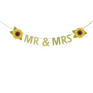 jensenlin mr & mrs sunflower banner,sunflower themed wedding decoration,bridal shower,bachelorette party decoration.