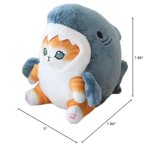 Shark Cat Plush Toy Cat Shark Stuffed Shark Plushies Animal Doll 7.8" Shark Cat Plush Pillow Whale Shark Plush Birthday for Kids Boys Girls (Shark Cat,7.8"/20cm)