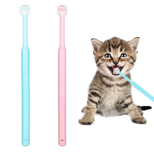 Mozeat Lens Small Dog&Cat Toothbrush,2 Pack 360 Degree Soft Silicone Pet Toothbrush Cat Dental Care Dog Oral Hygiene Deep Clean Pet Teeth Cleaning Kit (Small Size)