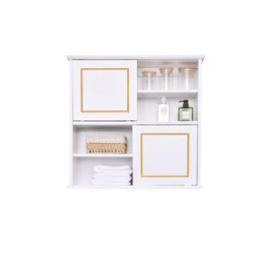 ceredeme wall storage cabinet, bathroom medicine cabinets with sliding door and adjustable shelves, wood fashion cabinet for bathroom, kitchen, living room, white