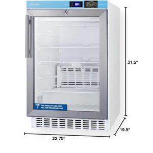 Accucold ACR46GL 20" Wide Pharmacy All-Refrigerator; LED Lighting; Built-in Capable; Double Pane Tempered Glass Door; Digital Thermostat; Temperature Memory Function; Frost-free Operation