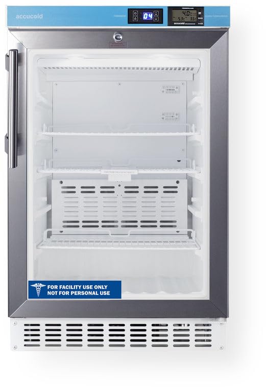 Accucold ACR46GL 20" Wide Pharmacy All-Refrigerator; LED Lighting; Built-in Capable; Double Pane Tempered Glass Door; Digital Thermostat; Temperature Memory Function; Frost-free Operation