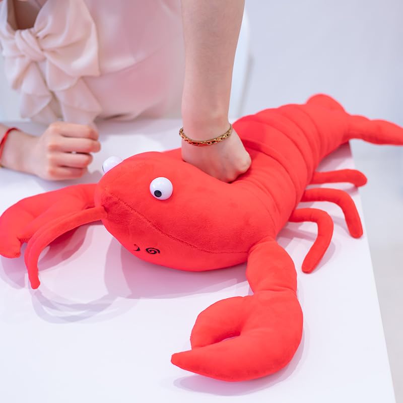 XIZHI Lobster Plush Stuffed Animal Lobster Plush Toy Lobster Pillow Suitable for Christmas and Birthday with Huggable Gifts (Red-Medium)