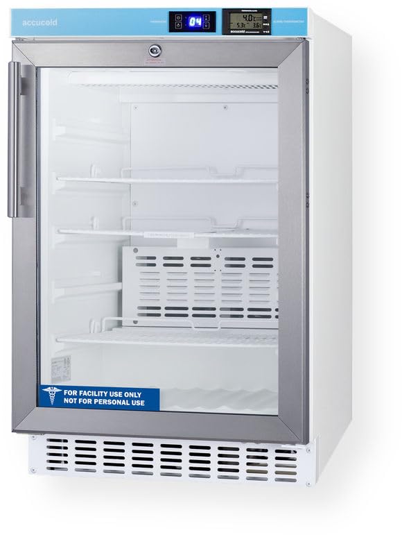 Accucold ACR46GL 20" Wide Pharmacy All-Refrigerator; LED Lighting; Built-in Capable; Double Pane Tempered Glass Door; Digital Thermostat; Temperature Memory Function; Frost-free Operation