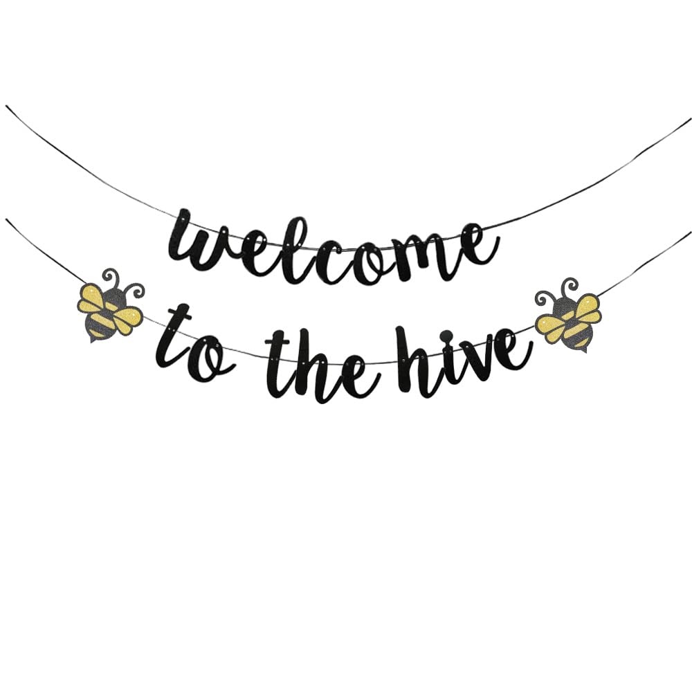 JENSENLIN Welcome to The Hive Banner,Bumble bee Baby Shower or Gender Reveal Party Décor,Bumble Bee Themed Birthday Bride Shower Engagement Party Photo Props.